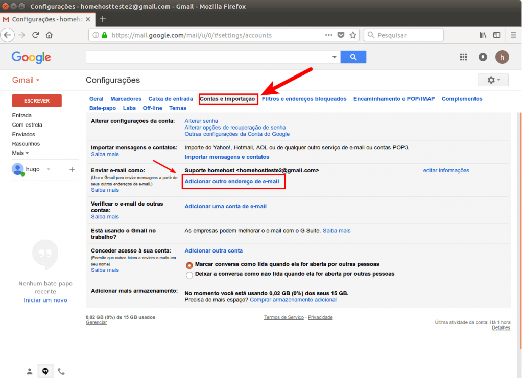 Como faço para configurar o gmail para acessar meus emails do cpanel?