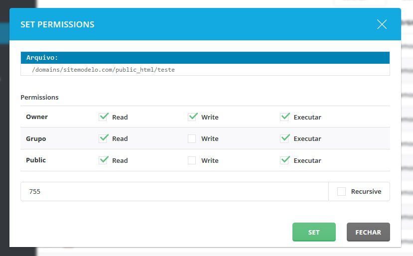 Permissões de arquivos e pastas (Chmod) no DirectAdmin | Homehost Permissões de arquivos e pastas (Chmod) no DirectAdmin | Homehost